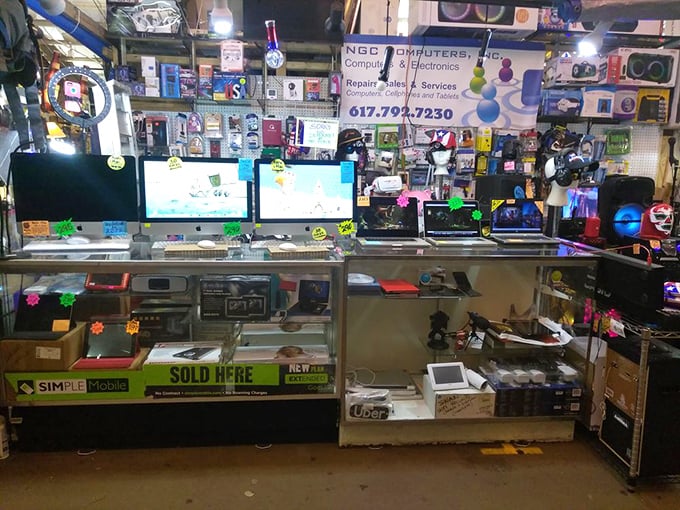 Tech time capsule alert! This computer stall is where obsolete gadgets go to find their forever homes.