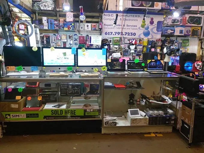 Tech time capsule alert! This computer stall is where obsolete gadgets go to find their forever homes.