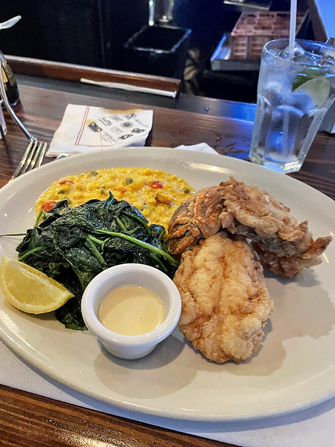 Golden-fried perfection meets leafy greens. It's like a delicious game of hot potato on your plate!