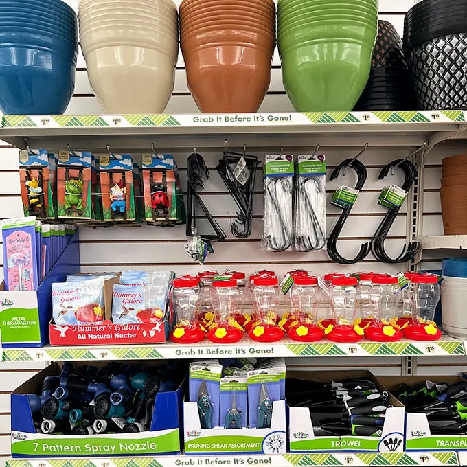 Garden supplies that prove your green thumb doesn't require green from your wallet. Those hummingbird feeders are calling my name!