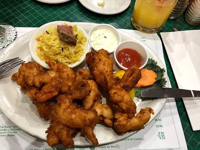 The Gold Nugget Plate: where seafood meets Midas touch! This golden-fried feast is more valuable than any treasure you'd find panning in the Yukon.