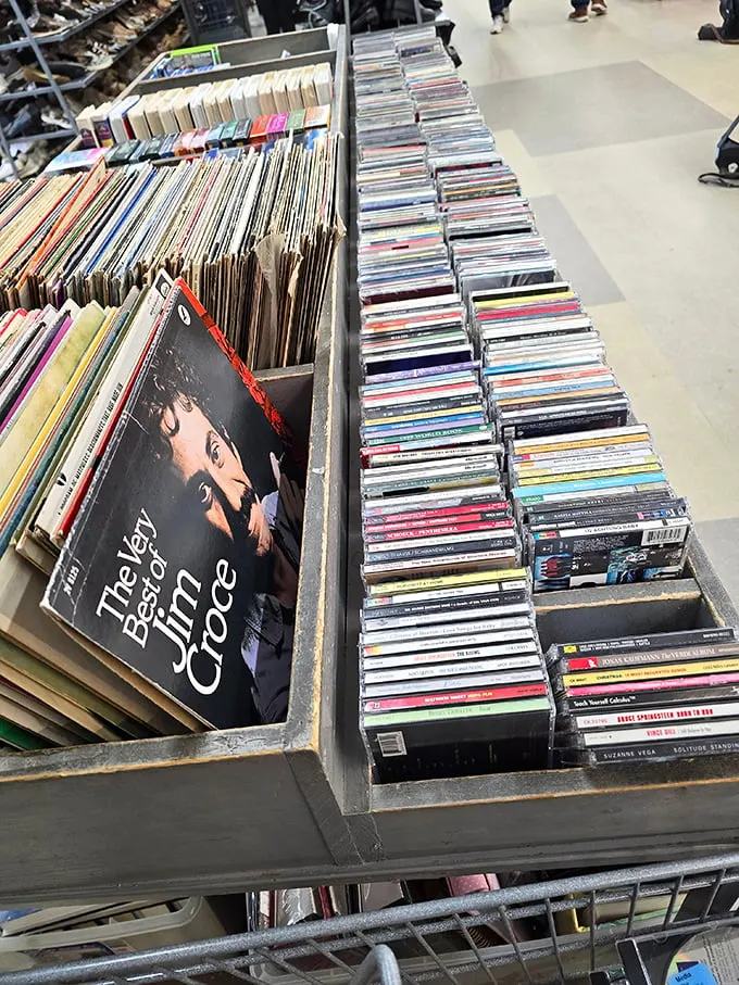 "Vinyl revival! Dive into this sea of albums and emerge with the soundtrack to your next nostalgic dance party."