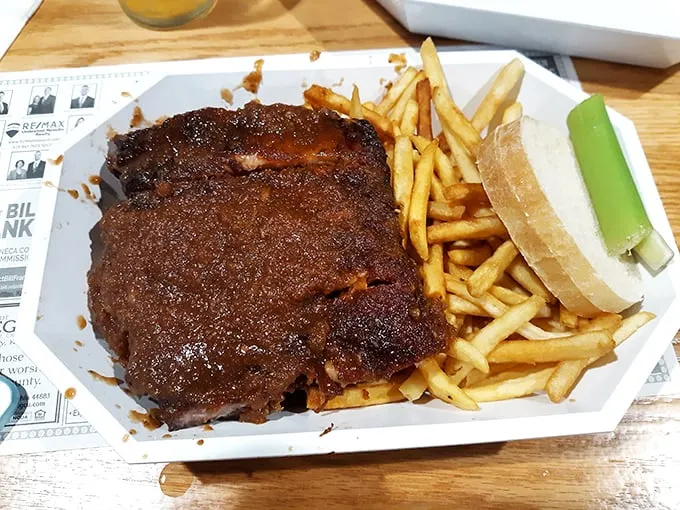 The holy trinity of comfort food! Ribs, fries, and bread – because sometimes, you need carbs to cushion your protein-induced bliss.