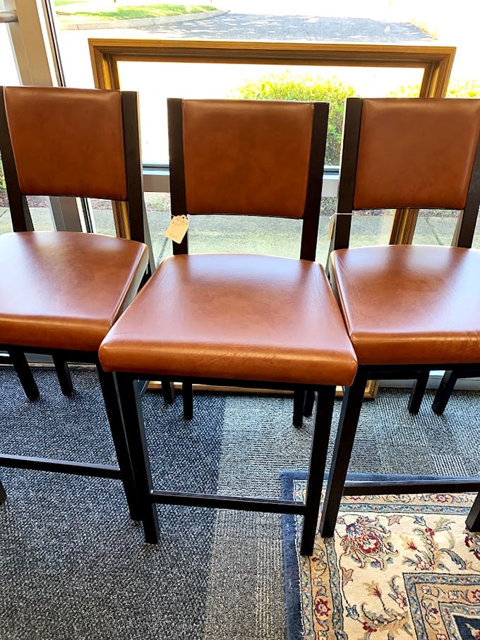 These leather bar chairs aren't just furniture—they're an invitation to imagine your home's next chapter. Priced right and ready for their second act.