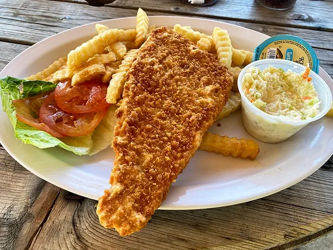 "Something's fishy here – in the best way possible!" This golden-fried catch of the day is swimming in crispy, delicious perfection.
