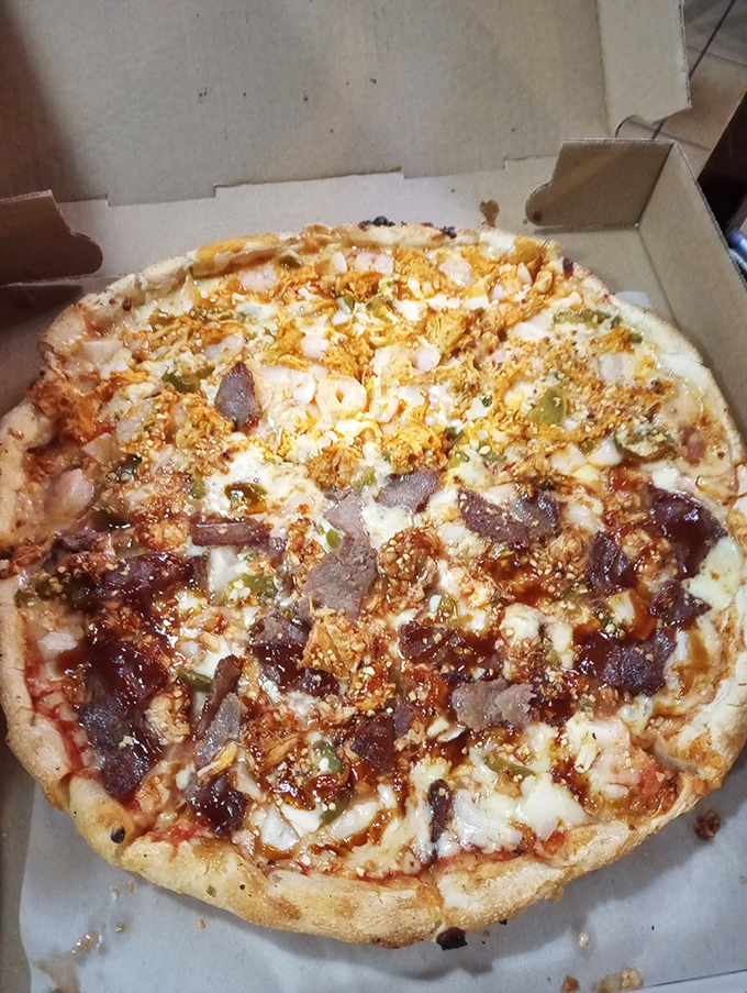 Meat lover's dream or vegetarian's nightmare? This all-meat pizza is not for the faint of heart – or the light of stomach.