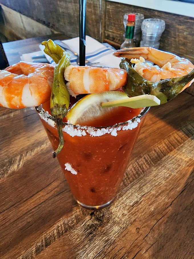 Holy Mary, mother of cocktails! This Bloody Mary is so loaded, it could probably file its own tax return.