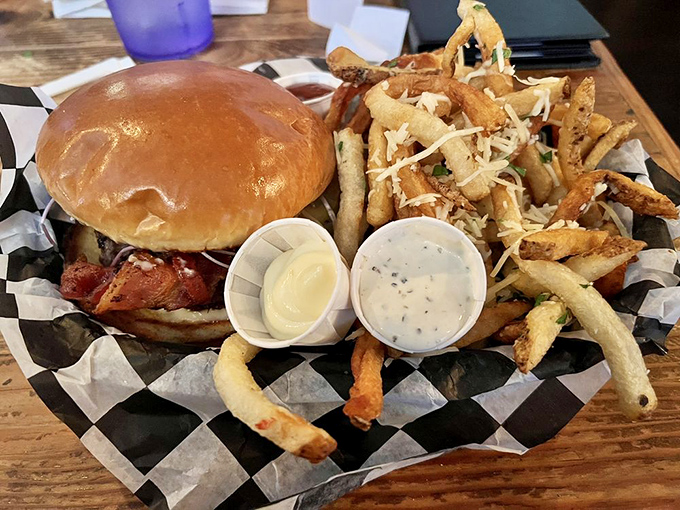 Fall flavors in burger form! This apple and brie creation is like autumn decided to crash a backyard barbecue. Spoiler alert: Everyone's thrilled about it.
