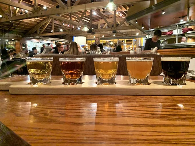 A flight of brews more colorful than an Alaskan sunset. From light to dark, it's like tasting the rainbow – adult style.