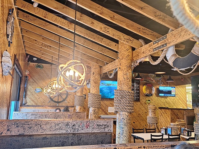 Yo ho ho and a bottle of… decor! This place looks like a pirate's Pinterest board come to life. Arrr-tfully done!