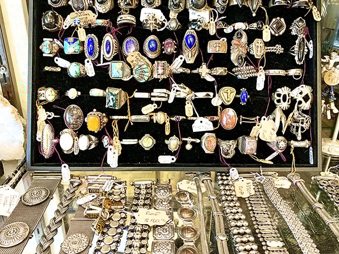 Jewelry that whispers tales of glamorous parties and secret rendezvous. Each piece is like a wearable time capsule – no DeLorean required!