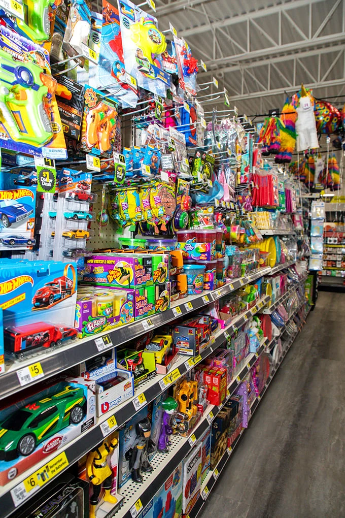 Toy paradise where childhood dreams meet parental budget realities – Hot Wheels and water guns that won't drive your finances off a cliff.