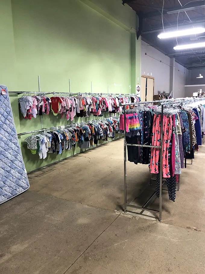 Little fashionistas, rejoice! This kids' clothing section is a rainbow explosion of adorable hand-me-downs. Time to play dress-up!