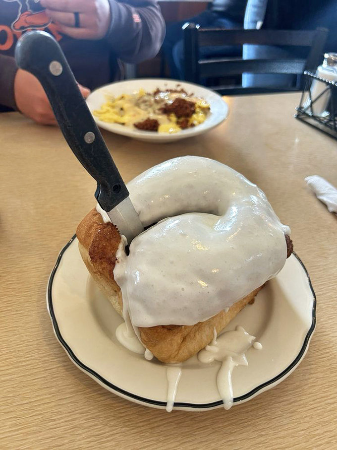 Holy dough! This cinnamon roll is big enough to use as a pillow, but trust me, you'll want to eat it instead.