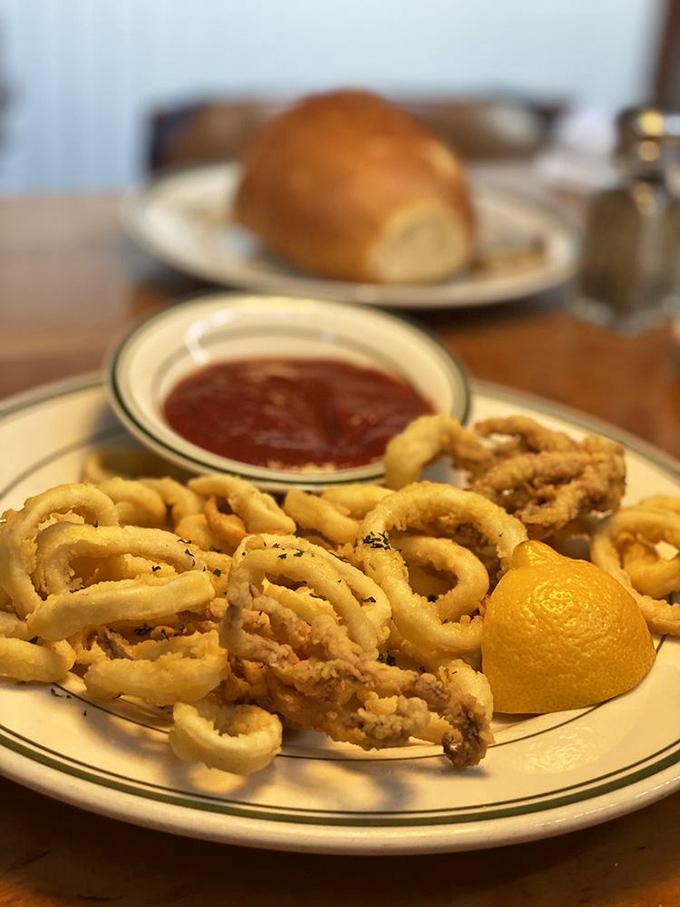 Calamari rings of joy! These crispy morsels are like edible jewelry for your plate – and much tastier than actual bling.