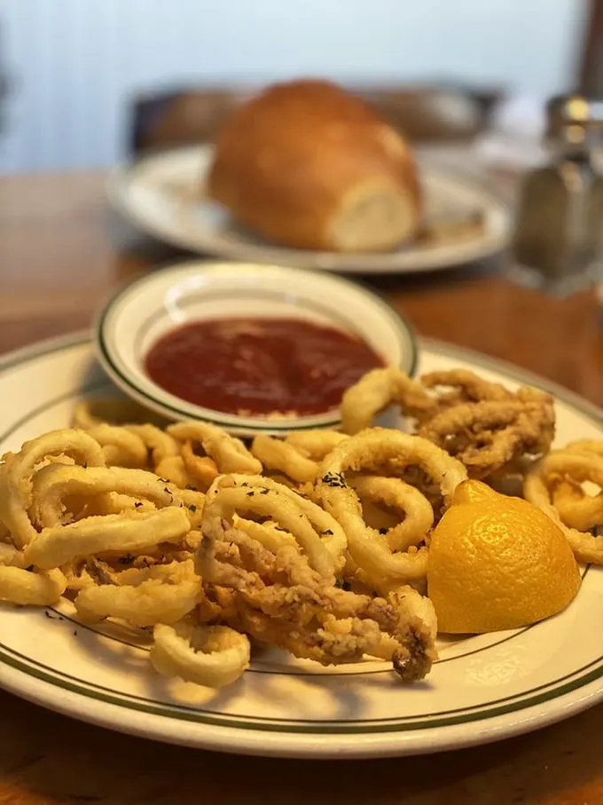 Calamari rings of joy! These crispy morsels are like edible jewelry for your plate – and much tastier than actual bling.