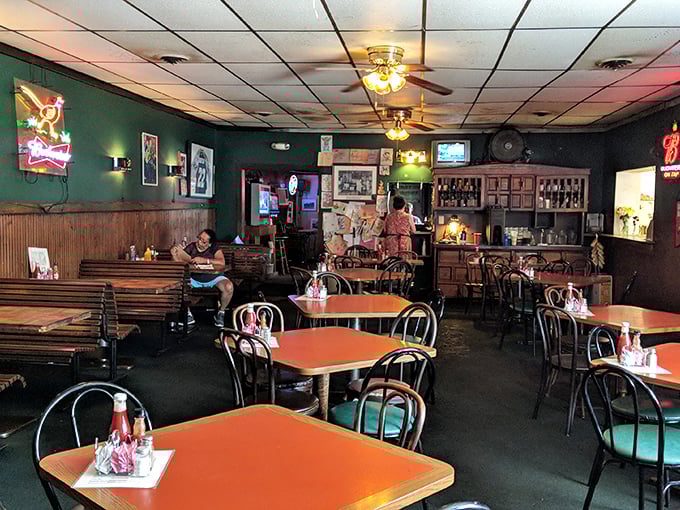 Pull up a chair and stay awhile. This dining area's got more character than a Tennessee Williams play.