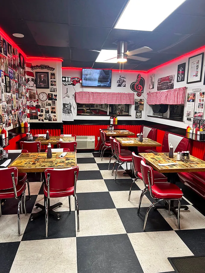 Step into a time capsule of Americana. This dining area is serving nostalgia with a side of comfort food.