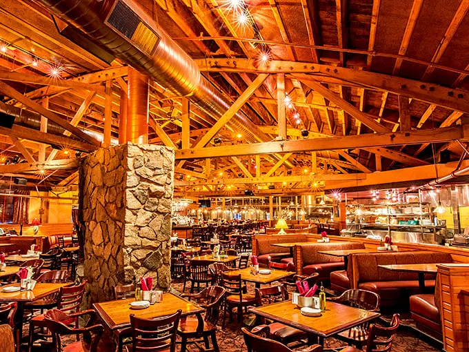 Where rustic charm meets culinary finesse. This dining area is like a bear's living room, if bears had impeccable taste in restaurants.