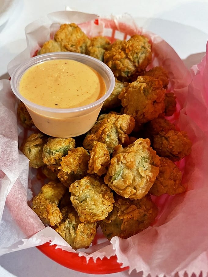 Southern comfort in bite-sized form! These golden nuggets of fried okra are like vegetable candy for grown-ups.