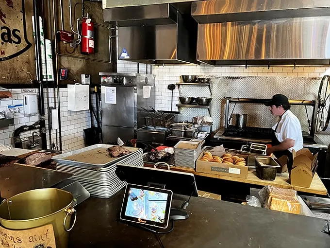 Where the magic happens! This kitchen is like Willy Wonka's factory for meat lovers, churning out smoky wonders instead of chocolate bars.