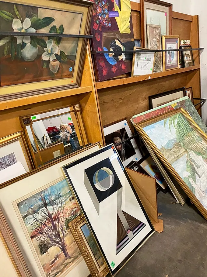 From "grandma chic" to "avant-garde oddity," this wall of artwork offers a crash course in eclectic home decor.