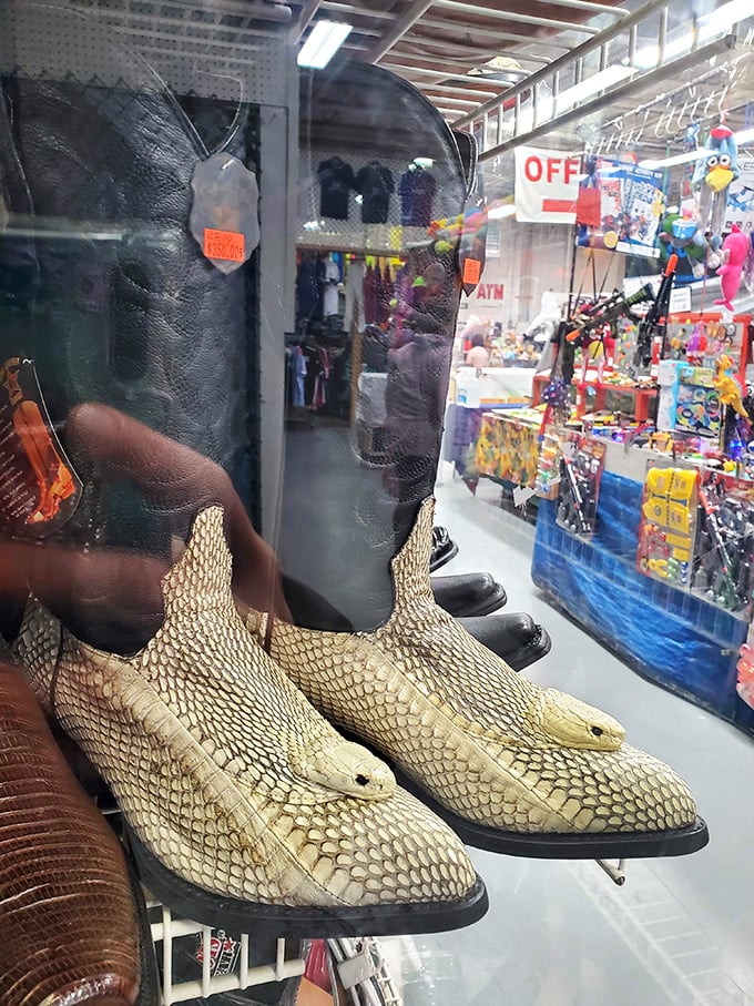 These snake skin boots were made for… gawking? Channel your inner cowboy or simply admire this reptilian fashion statement from a safe distance.