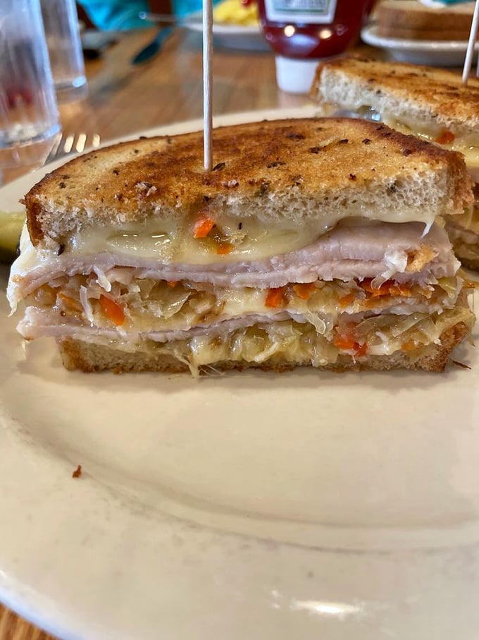 This Turkey Reuben is like a Thanksgiving leftover sandwich that went to culinary school. It's got more layers than a soap opera, and twice the drama in flavor.