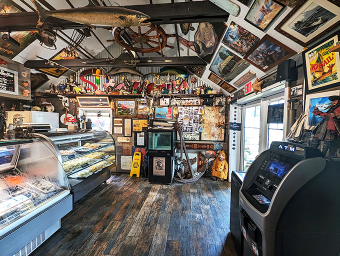 Welcome to the captain's quarters! Stowe's counter area is a treasure map of daily specials and fresh catches.