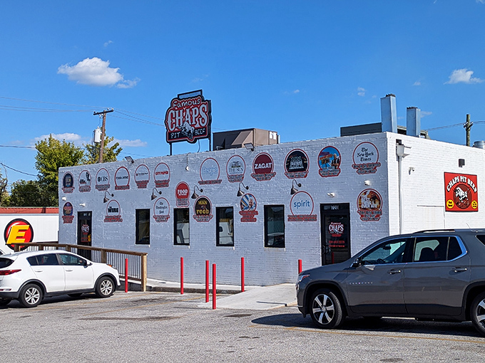 The white-brick fortress of flavor stands proudly against the Maryland sky, its sign a beacon for meat lovers seeking sandwich salvation.