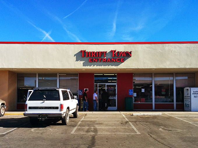 The unassuming exterior of Thrift Town belies the wonderland of treasures waiting inside. Like a retail TARDIS - bigger on the inside!