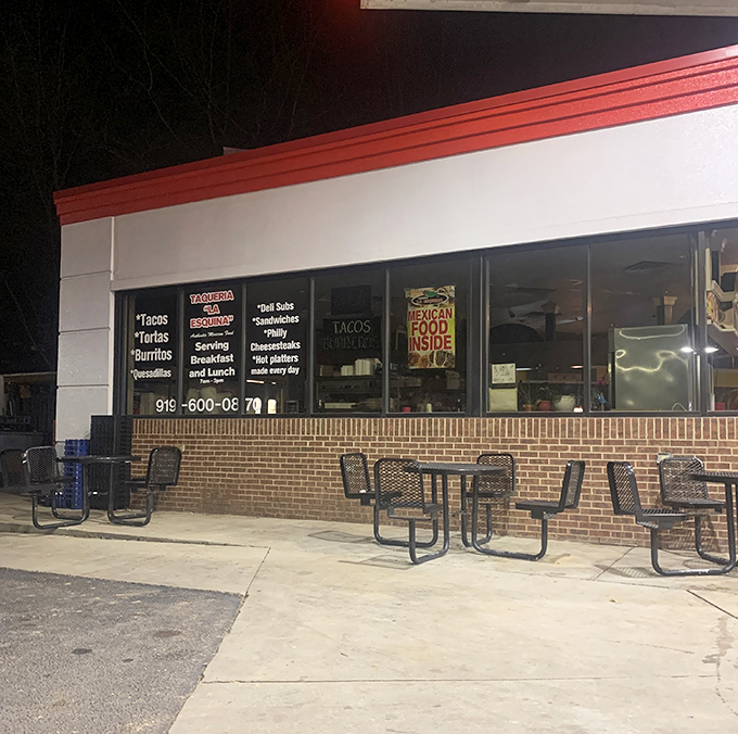The modest storefront speaks the universal language of good food with its straightforward window signage: TACOS, BURRITOS, MEXICAN FOOD INSIDE. No fancy frills needed.