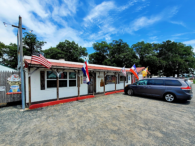 Welcome to barbecue paradise! Fat Daddy's exterior is like a beacon of hope for hungry travelers, promising smoky delights within its humble walls.
