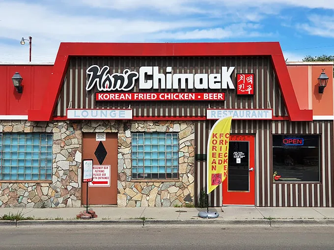 The unassuming red-trimmed exterior of Han's Chimaek stands like a beacon of crispy promise on Broadway Avenue in Boise.