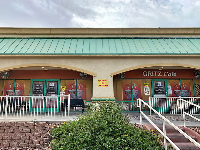 The unassuming exterior of Gritz Cafe stands like a culinary oasis in Las Vegas, promising Southern comfort far from the neon glow of the Strip.