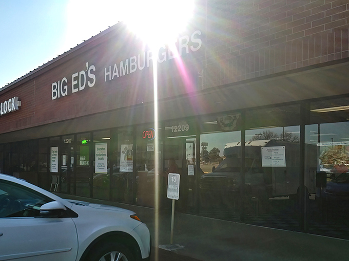 The unassuming brick façade of Big Ed's hides culinary treasures within, like finding a diamond in Oklahoma's dining landscape.