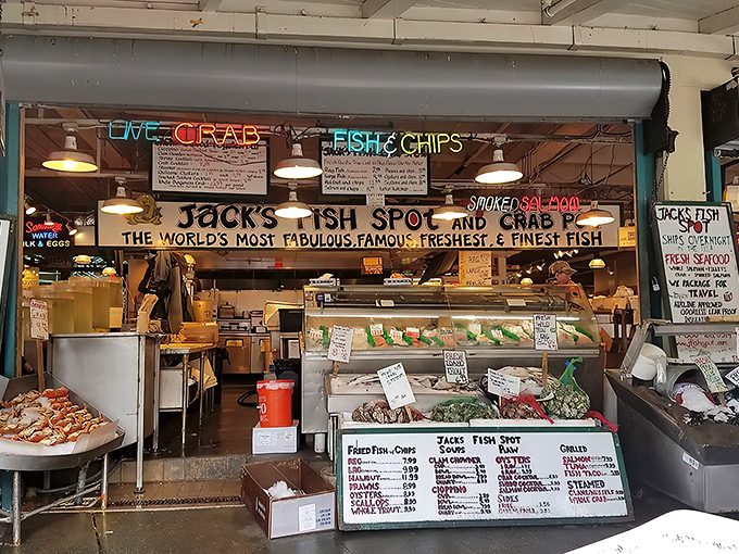 The bold claim of "World's Most Fabulous" might seem audacious until you taste what's behind that counter. Pike Place's seafood sanctuary awaits.