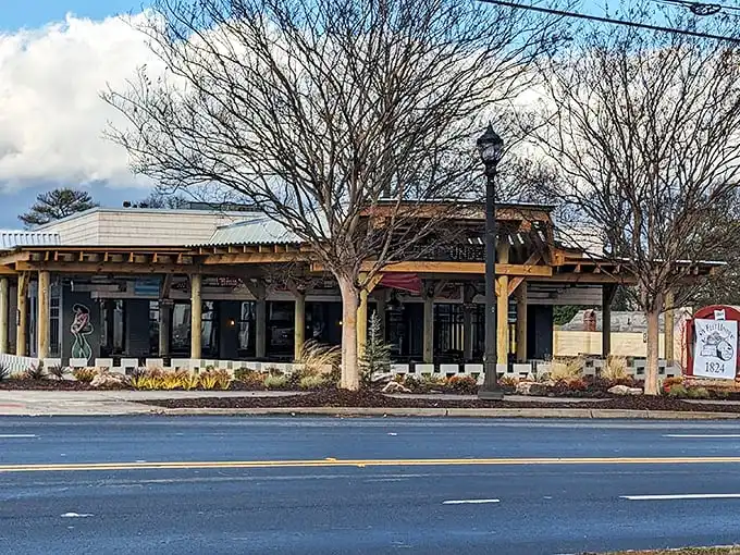 The unassuming gray exterior of Six Feet Under belies the seafood paradise waiting inside. That fish logo promises delicious things to come.