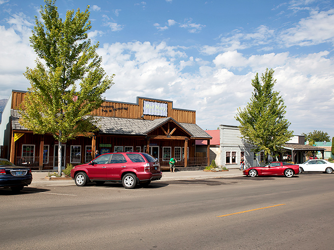 Main Street simplicity with mountain majesty as the backdrop—Joseph's downtown somehow makes even pickup trucks look like they're posing for a postcard.