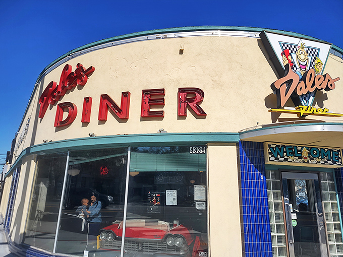 That iconic cream-colored exterior with bold red lettering isn't just a sign—it's a beacon of hope for the breakfast-deprived masses of Long Beach.