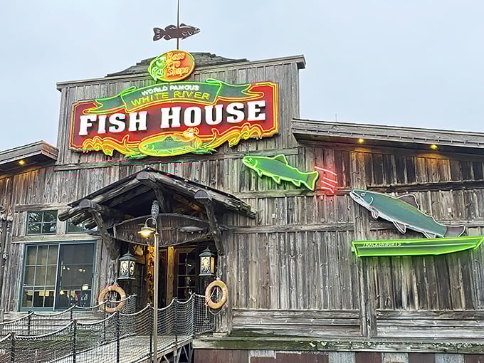 This rustic cedar-shingled haven is what happens when fishing dreams meet culinary ambition. Complete with an actual boat parked out front!