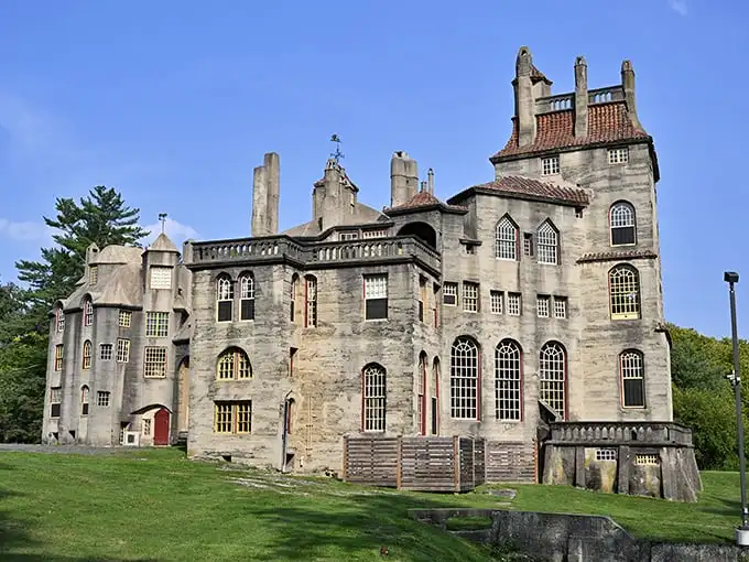 Fonthill Castle stands like a medieval mirage in suburban Pennsylvania, its concrete towers defying both gravity and conventional home design sensibilities.