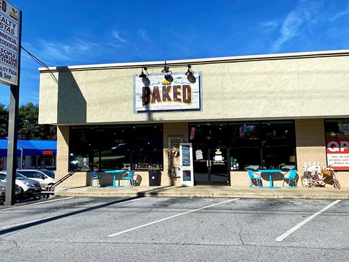 The neighborhood bakery that launched a thousand cheat days. Baked Pie Company's unassuming storefront houses dessert magic within. 