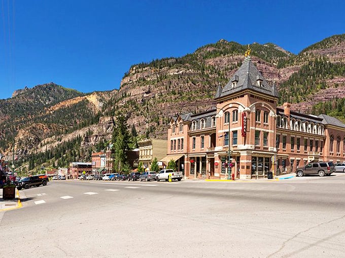 Ouray nestles perfectly in its mountain cradle like nature's version of a snow globe village – minus the artificial snow and plastic dome.