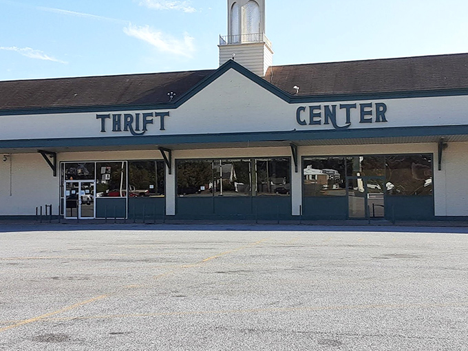 The unassuming exterior of Prime Thrift belies the treasure trove within—proof that judging a book by its cover is the cardinal sin of bargain hunting.