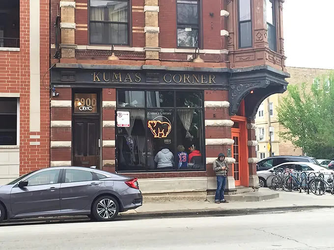 The historic brick building housing Kuma's Corner stands like a culinary beacon in Chicago, promising metal music and meat in equal measure.