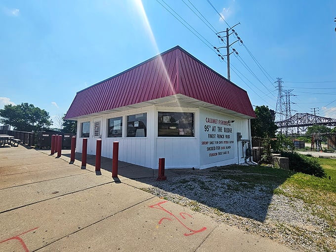 The little red-roofed shack that could. This unassuming building at 95th Street Bridge houses seafood treasures that would make Neptune himself jealous.