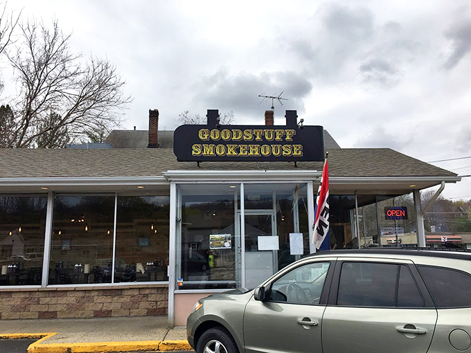 The unassuming storefront belies the smoky magic happening inside—Goodstuff Smokehouse's name is a promise they deliver on every day.