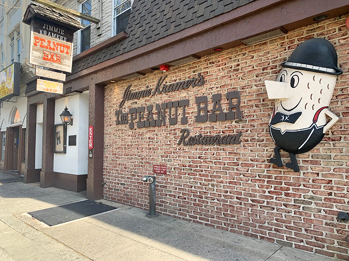The iconic Mr. Peanut mascot welcomes you to this Reading institution, where breaking rules about shells is not just allowed—it's encouraged.