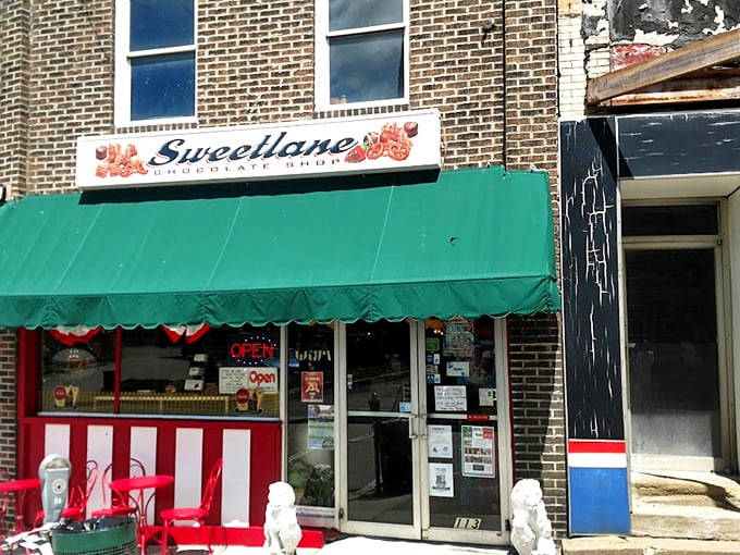 That iconic red awning is like a beacon of sweetness in Vandergrift, promising chocolatey treasures to those wise enough to step inside.